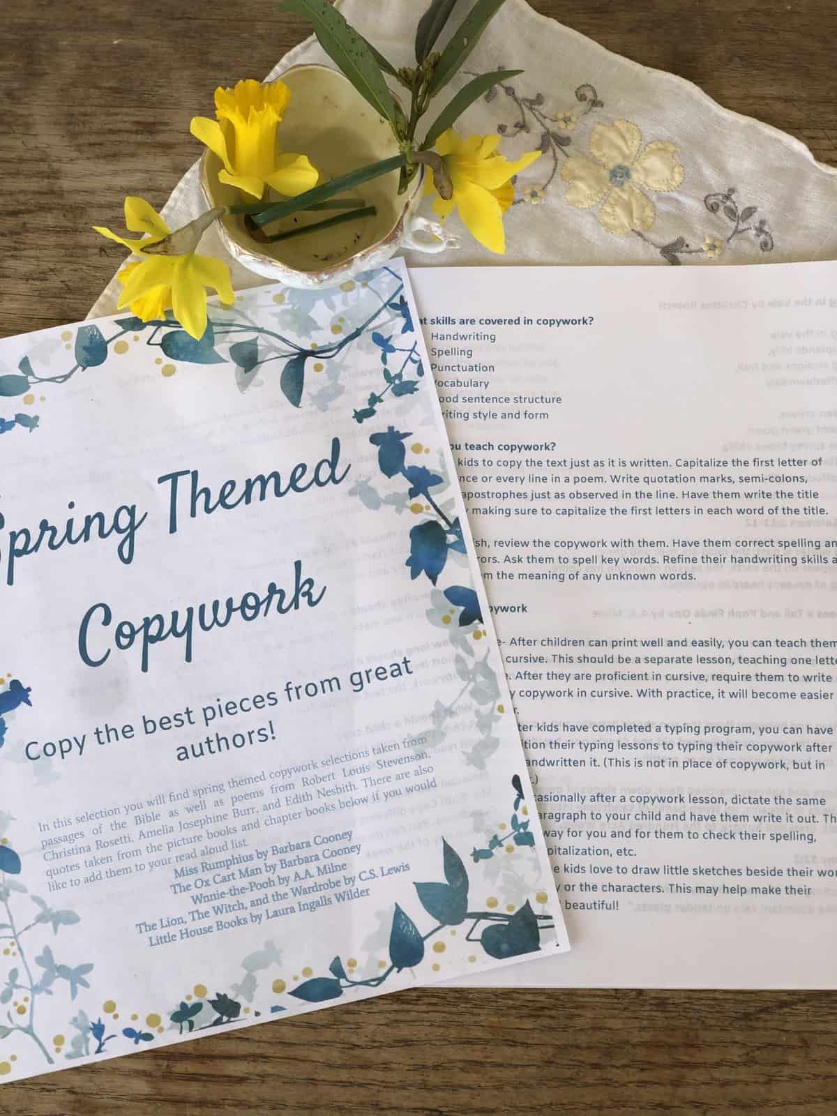 Spring-Themed Homeschool Copywork (Free Printable) - Our Life Homeschooling