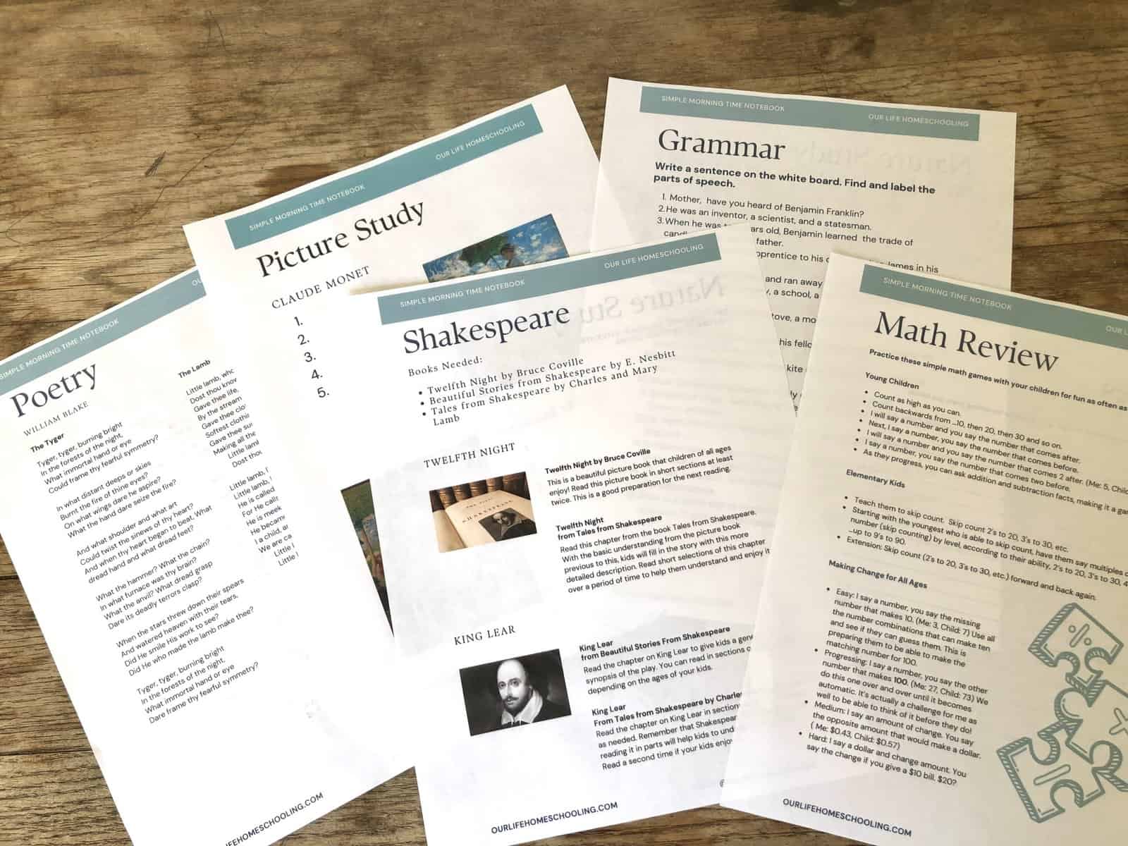 - Our Life Homeschooling Simple Morning Time Notebook