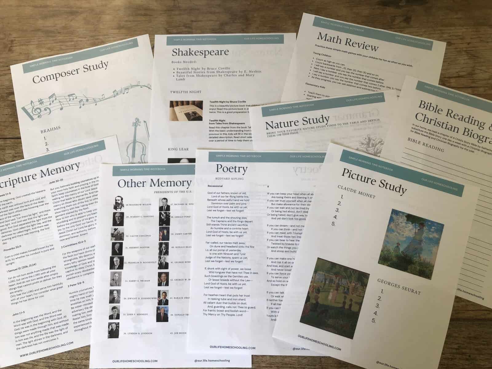 - Our Life Homeschooling Simple Morning Time Notebook