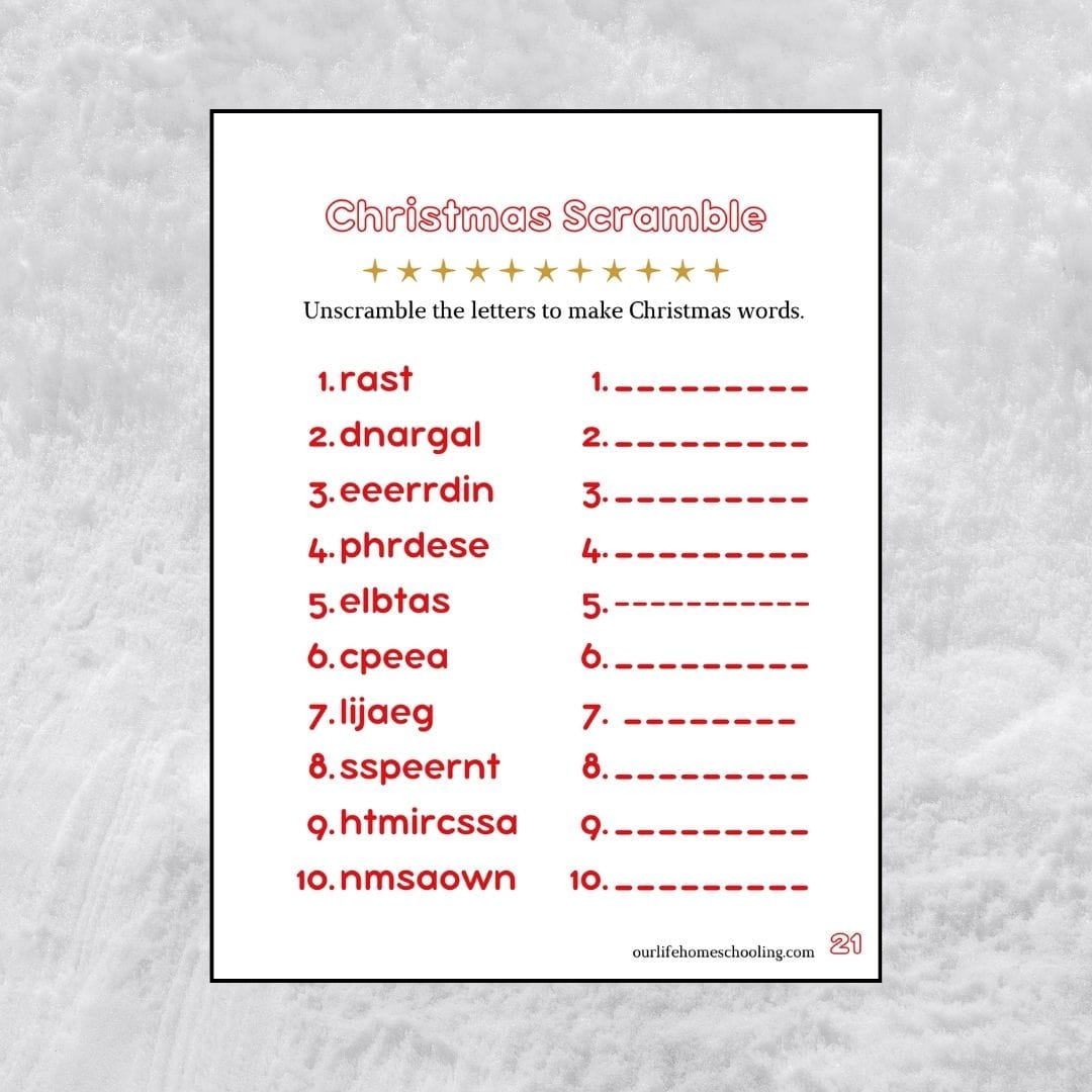 25-Day Countdown to Christmas FREE Activity Booklet - Our Life ...