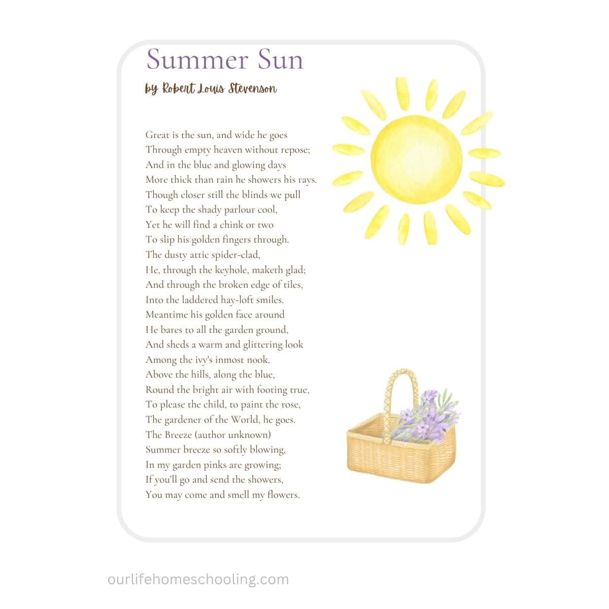 Lovely Summer Poems for Kids (Free Printable) - Our Life Homeschooling