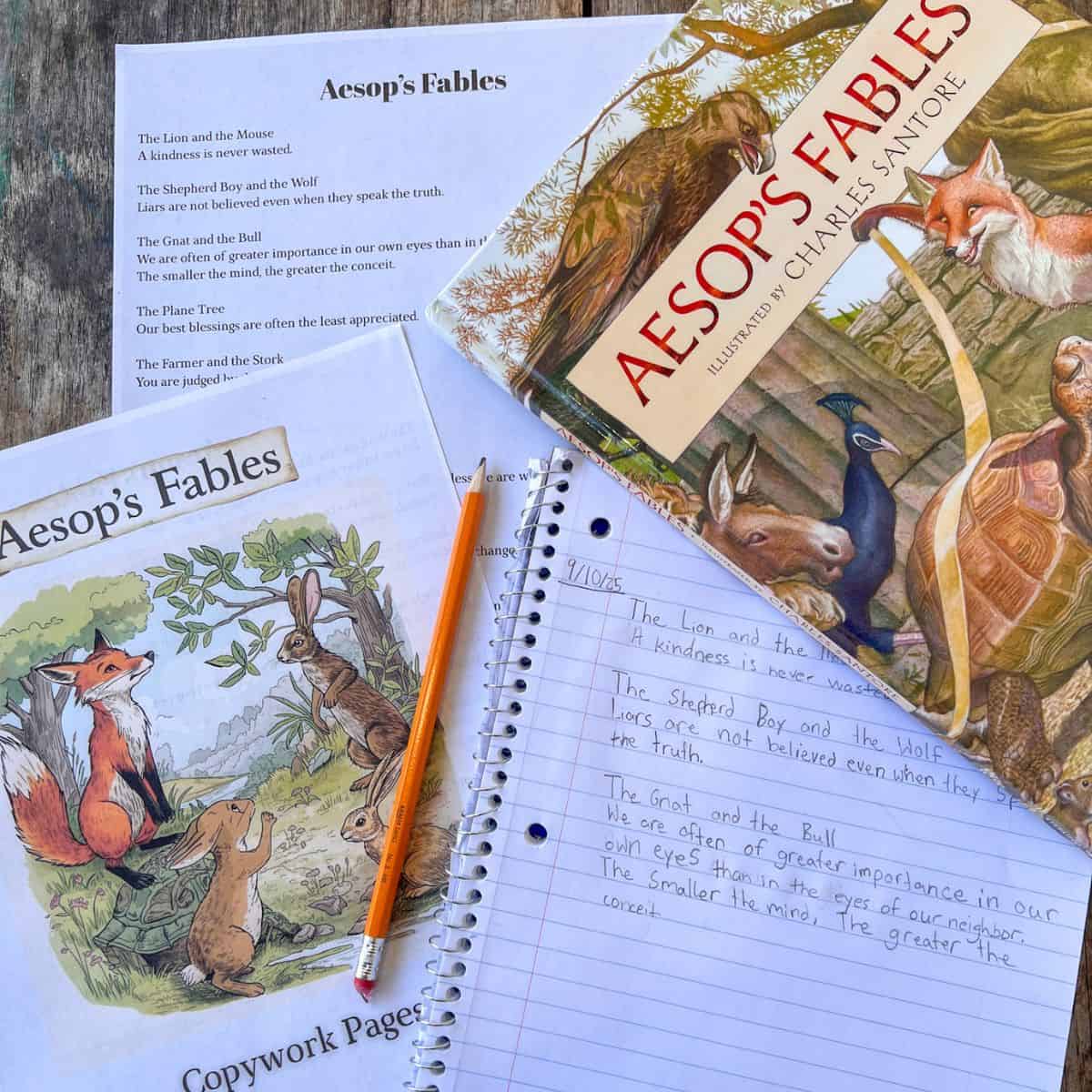Aesop's Fables Copywork Pages (Free Printable) - Our Life Homeschooling