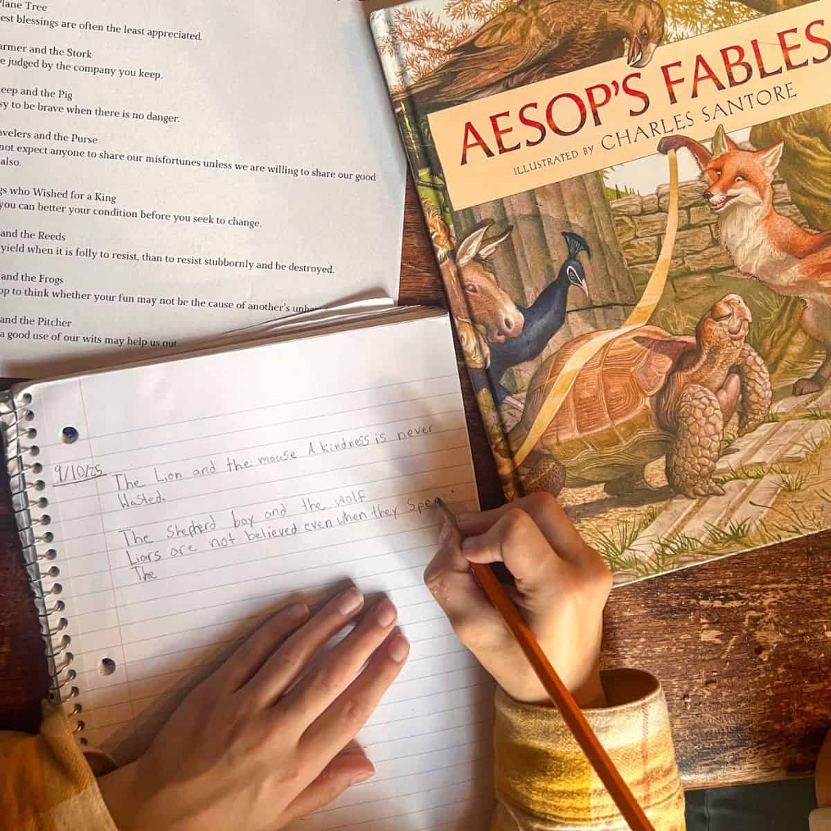 Aesop's Fables Copywork Pages (Free Printable) - Our Life Homeschooling