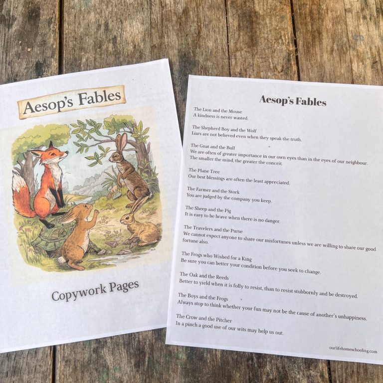 Aesop's Fables Copywork Pages (Free Printable) - Our Life Homeschooling