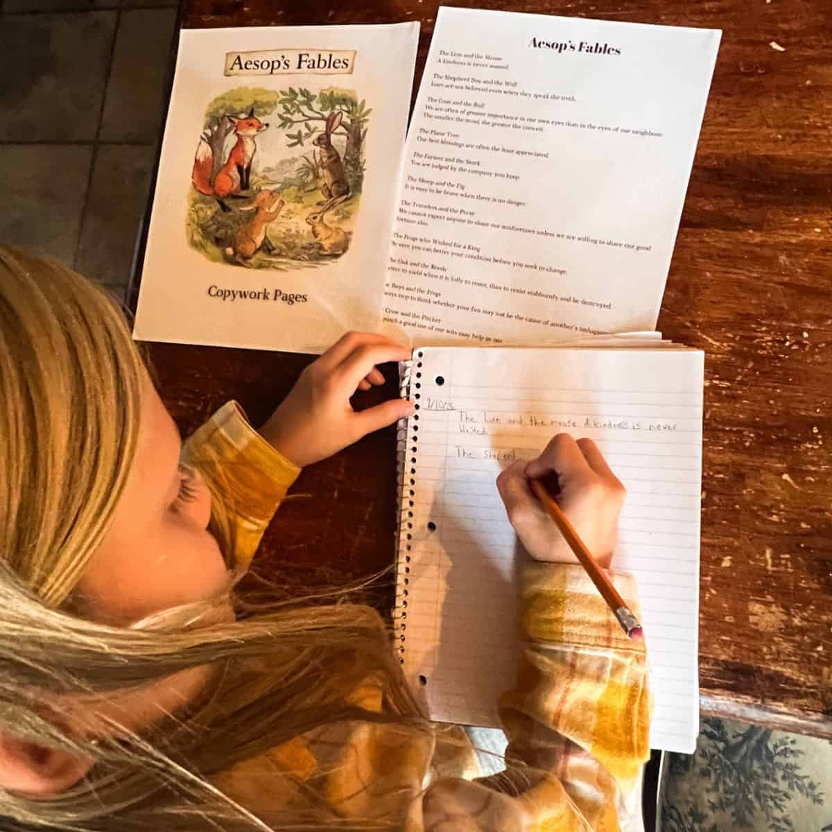Aesop's Fables Copywork Pages (Free Printable) - Our Life Homeschooling